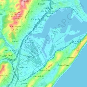 eThekwini Ward 32 topographic map, elevation, terrain