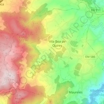 Vila Boa de Quires topographic map, elevation, terrain