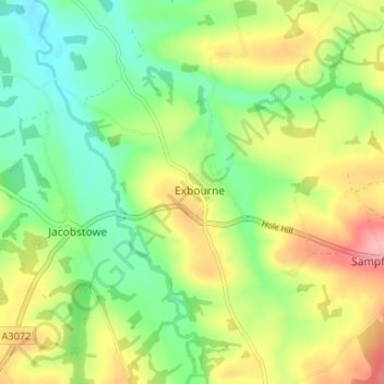 Exbourne topographic map, elevation, terrain