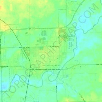 North Manchester topographic map, elevation, terrain