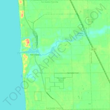 Port Sheldon Township topographic map, elevation, terrain