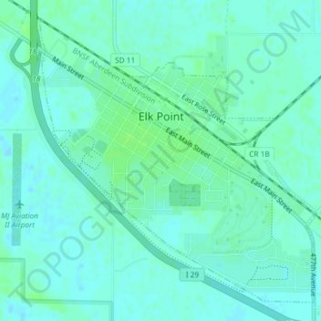 Elk Point topographic map, elevation, terrain