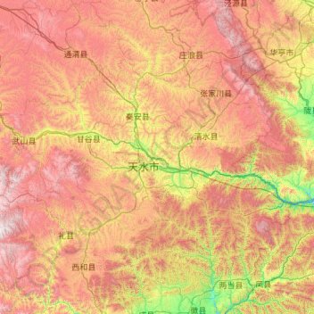 Tianshui topographic map, elevation, terrain