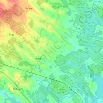 Street topographic map, elevation, terrain