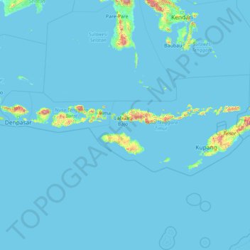Lesser Sunda Islands topographic map, elevation, terrain