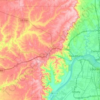 Floyd County topographic map, elevation, terrain