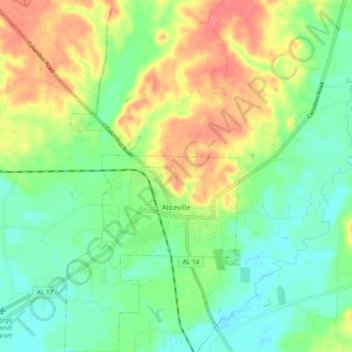 Aliceville topographic map, elevation, terrain