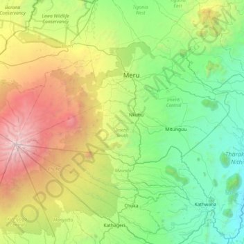 Imenti South topographic map, elevation, terrain