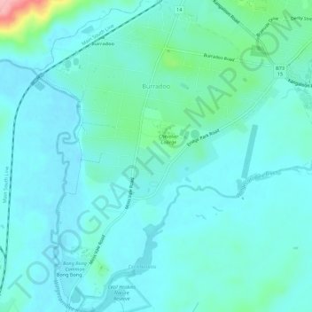 Burradoo topographic map, elevation, terrain