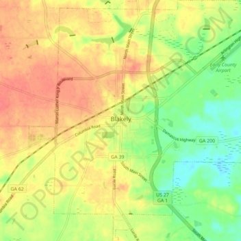 Blakely topographic map, elevation, terrain