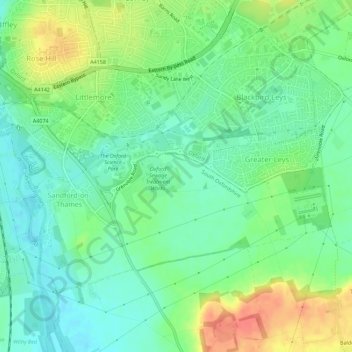Sandford-on-Thames topographic map, elevation, terrain