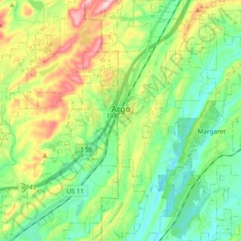 Argo topographic map, elevation, terrain