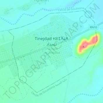 Tinejdad topographic map, elevation, terrain