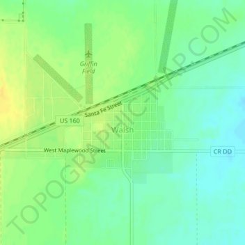 Walsh topographic map, elevation, terrain