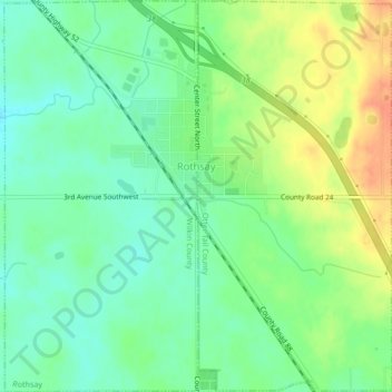 Rothsay topographic map, elevation, terrain
