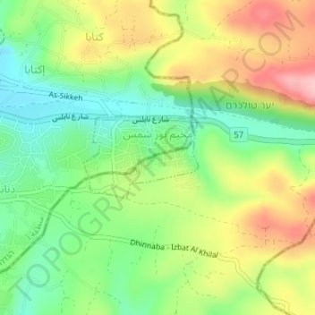 Nur Shams topographic map, elevation, terrain