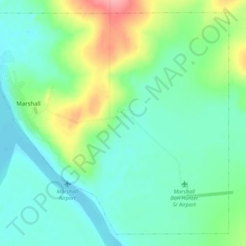 Marshall topographic map, elevation, terrain