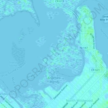 Angelsea Marsh topographic map, elevation, terrain
