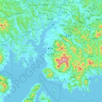 Sacheon-si topographic map, elevation, terrain