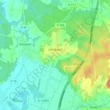 Lombard topographic map, elevation, terrain