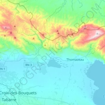Commune Thomazeau topographic map, elevation, terrain
