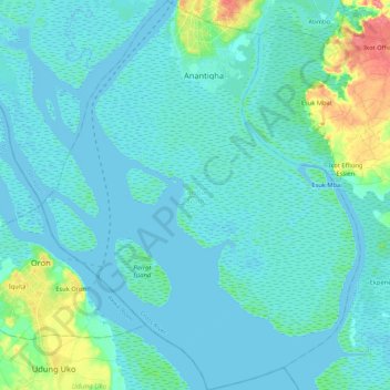 Calabar South topographic map, elevation, terrain