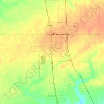 Carrollton topographic map, elevation, terrain