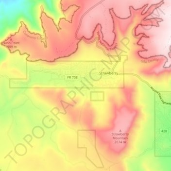 Pine topographic map, elevation, terrain