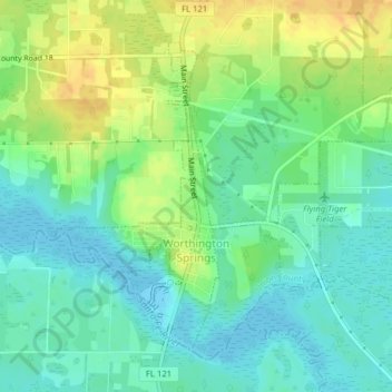 Worthington Springs topographic map, elevation, terrain