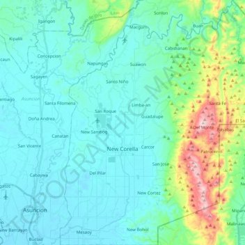 New Corella topographic map, elevation, terrain