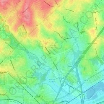 Herring Run Park topographic map, elevation, terrain