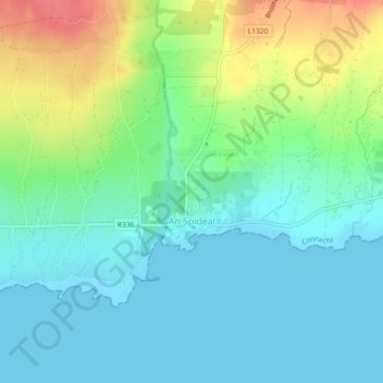Spiddal topographic map, elevation, terrain