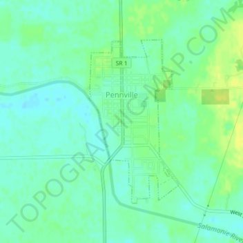 Pennville topographic map, elevation, terrain