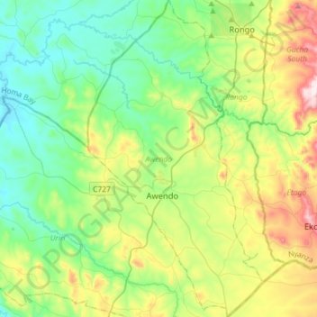 Awendo topographic map, elevation, terrain