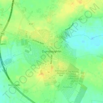 Dunshaughlin topographic map, elevation, terrain