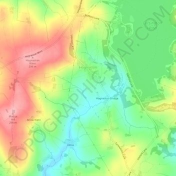 Hognaston CP topographic map, elevation, terrain