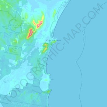 Crescent Head topographic map, elevation, terrain