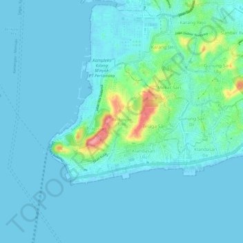 Balikpapan Kota topographic map, elevation, terrain