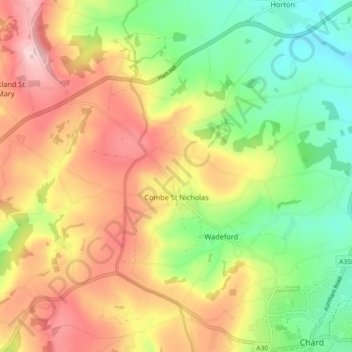 Combe St Nicholas topographic map, elevation, terrain
