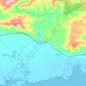 Toora topographic map, elevation, terrain