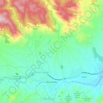 Olula del Río topographic map, elevation, terrain