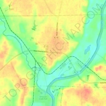 Columbia topographic map, elevation, terrain