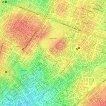 Hipódromo topographic map, elevation, terrain