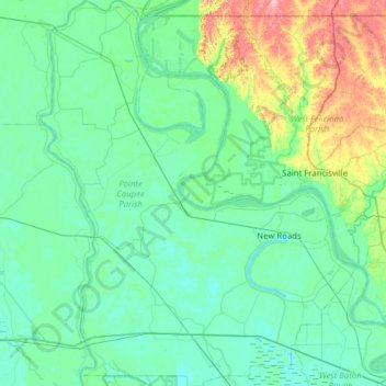 Pointe Coupee Parish topographic map, elevation, terrain