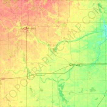 McLeod County topographic map, elevation, terrain