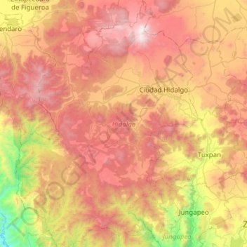 Hidalgo topographic map, elevation, terrain