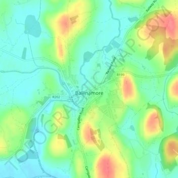Ballinamore topographic map, elevation, terrain