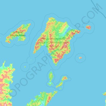 Shantar Islands topographic map, elevation, terrain