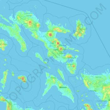 Bicol Region topographic map, elevation, terrain