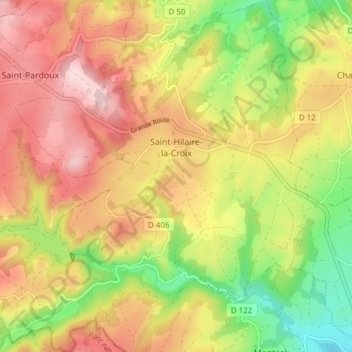 Saint-Hilaire-la-Croix topographic map, elevation, terrain